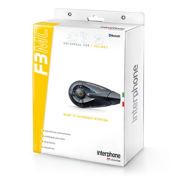 Kit bluetooth et intercom Cellular Line F3 MC Single Au Meilleur Prix | iCasque.com