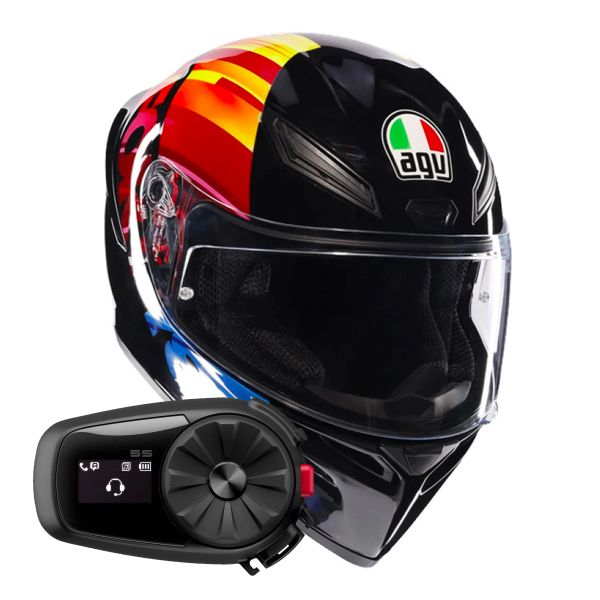 Pack Casque + Kit bluetooth et intercom : AGV K1 S Replica Pulse 46 + Kit Bluetooth 5S Solo ...