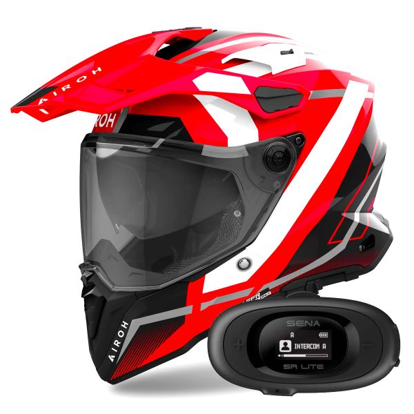 Pack Casque + Kit bluetooth et intercom : Airoh Commander 2 Mavick Red ...