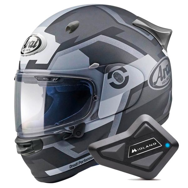 Pack Casque + Kit bluetooth et intercom : Arai Quantic Face Grey + Kit Bluetooth BT Mini Single ...