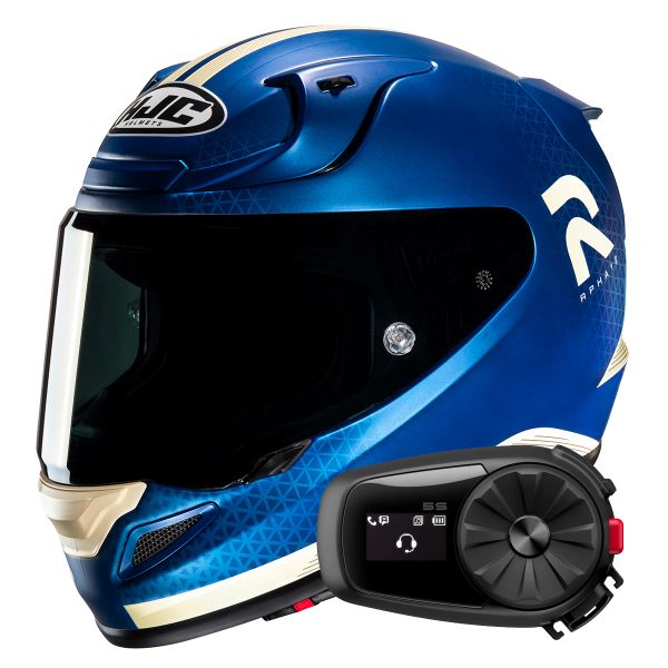 Pack Casque + Kit bluetooth et intercom : HJC RPHA 12 Enoth MC2SF + Kit Bluetooth 5S Solo ...