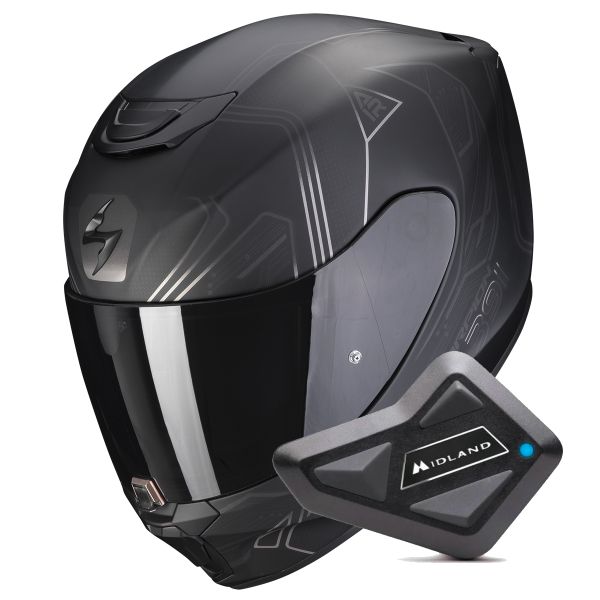 Pack Casque + Kit bluetooth et intercom : Scorpion Exo 391 Spada Matt Black Chameleon + Kit ...