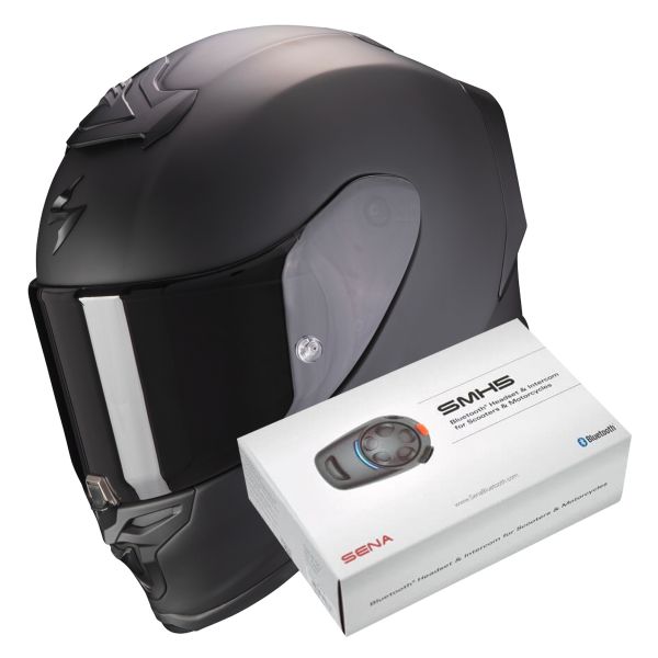 Pack Casque + Kit bluetooth et intercom : Scorpion Exo R1 Evo Air Solid ...
