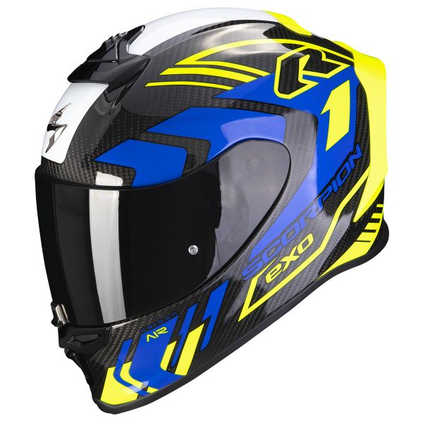 Casque Scorpion Exo R1 Evo Carbon Air Supra Black Neon Yellow Blue en ...