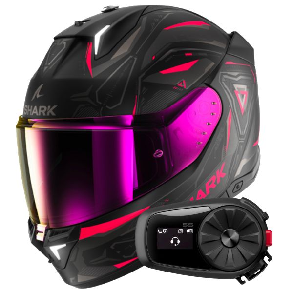 Pack Casque + Kit bluetooth et intercom : Shark Skwal i3 Linik Mat KVA ...