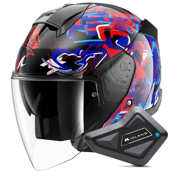 Pack Casque + Kit bluetooth et intercom : Shark Skwal Jet Pranz KBR ...