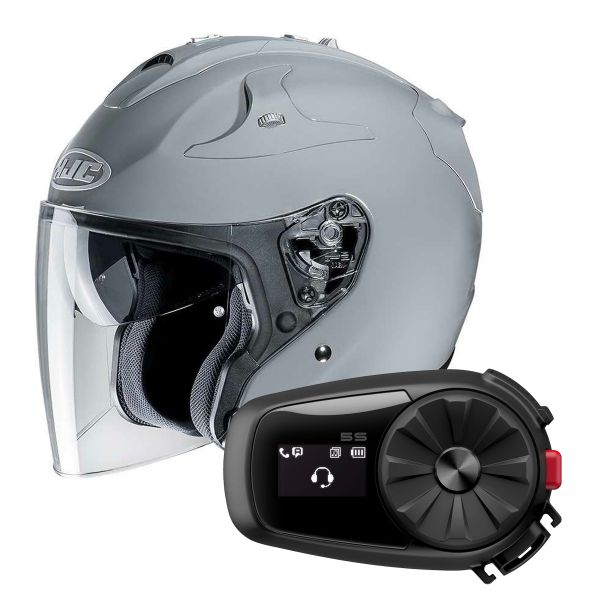 Pack Casque + Kit bluetooth et intercom : HJC FG-JET N. Grey + Kit ... Pack Casque + Kit bluetooth et intercom : HJC FG-JET N. Grey + Kit ...